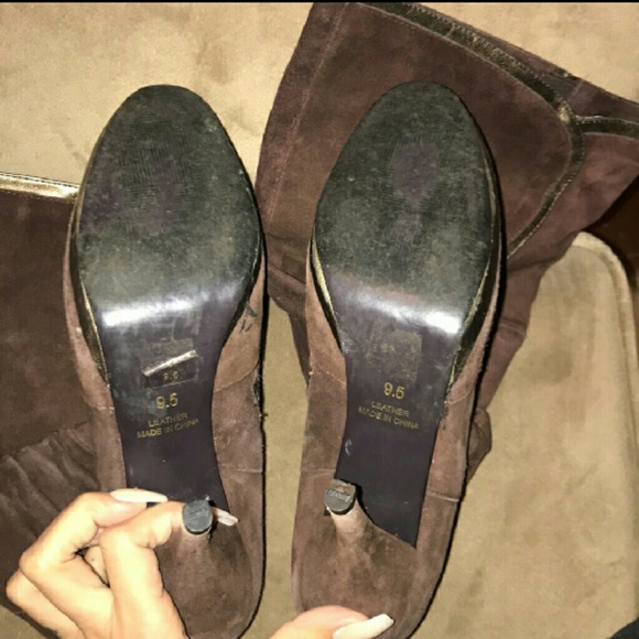 Bronx | Shoes | Bronx Sexy Fitted Tall Knee High Brown Suede Leather ...